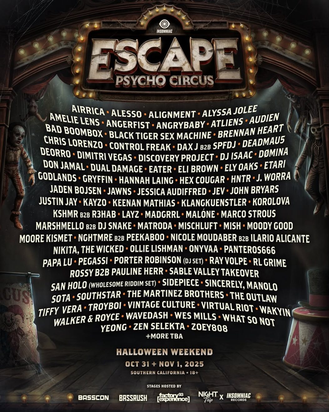 Insomniac unleashes spectacular lineup for Escape Halloween | Your EDM